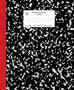 Marbled Composition Notebook: Black and Red Spine Marble Wide Ruled ...