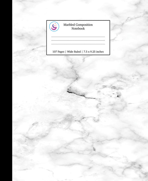 Marbled Composition Notebook: White Marble Paper | Wide Ruled Notebook ...