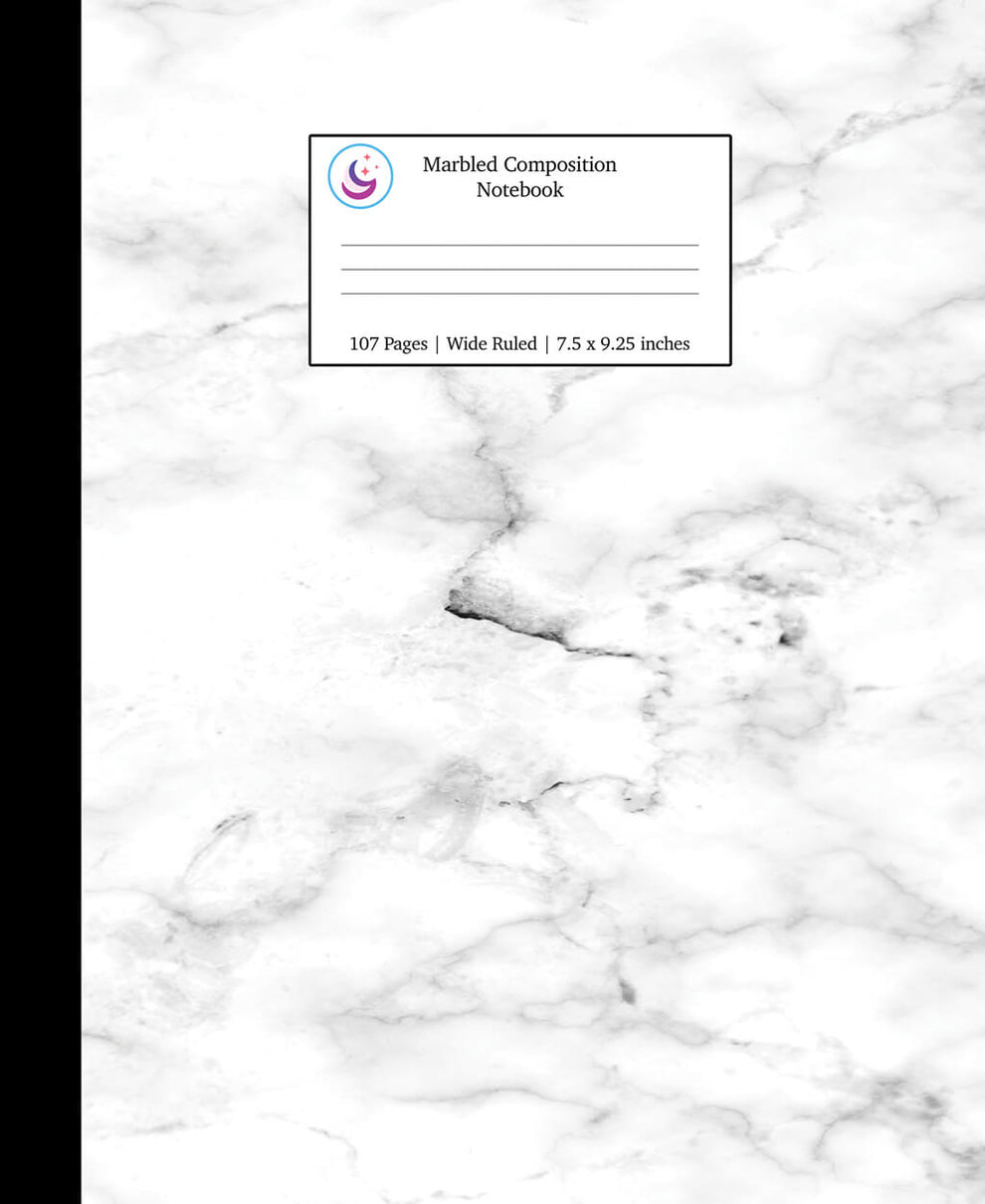 Marbled Composition Notebook: White Marble Paper | Wide Ruled Notebook ...