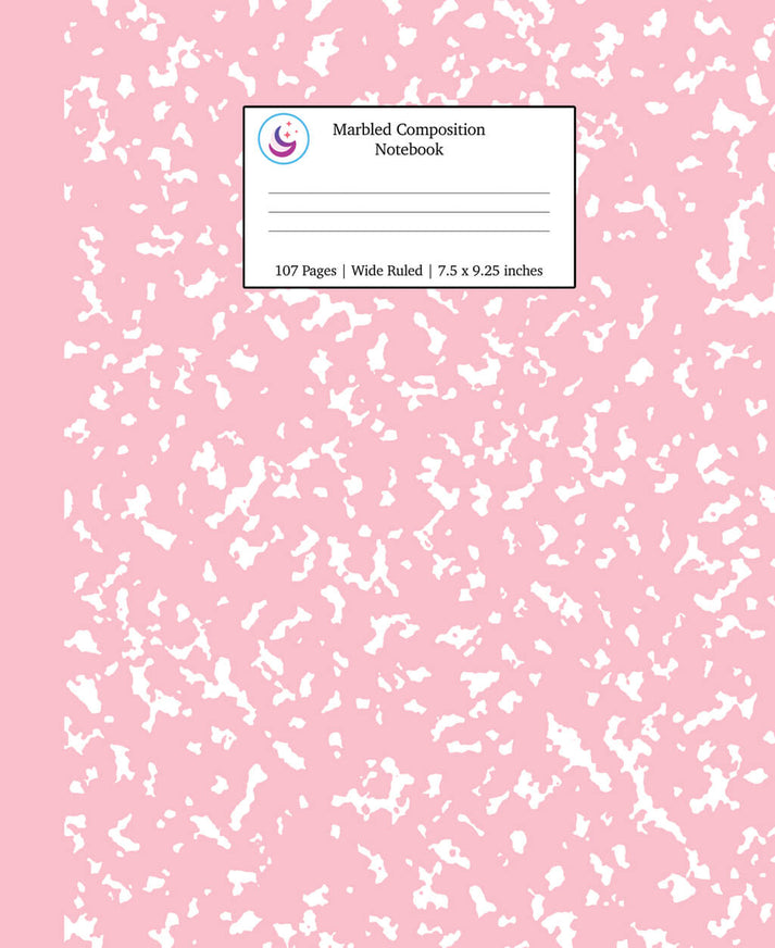 Marbled Composition Notebook: Pink Marble Wide Ruled Paper – Young ...