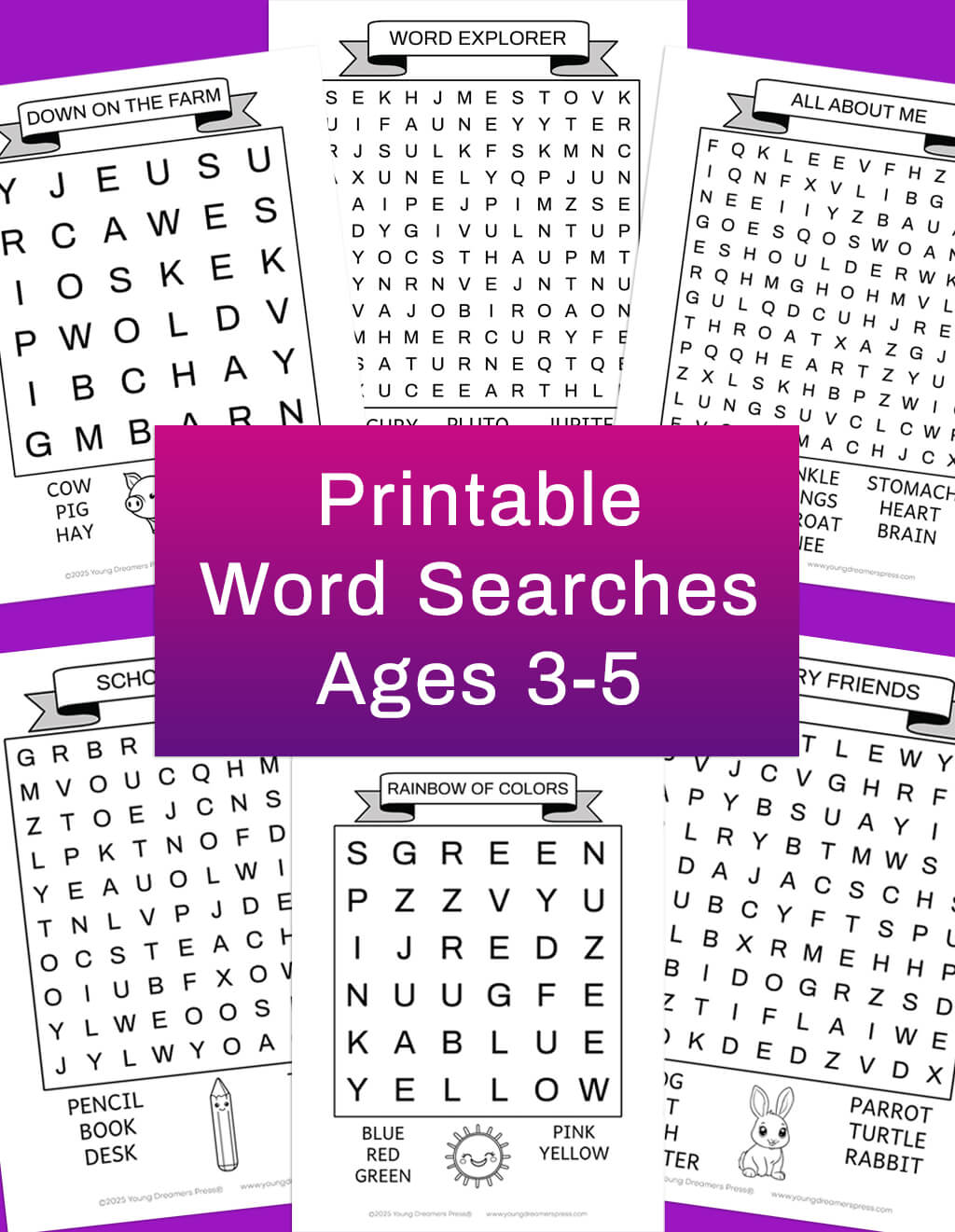 10 Word Searches Ages 3-5 – Young Dreamers Press