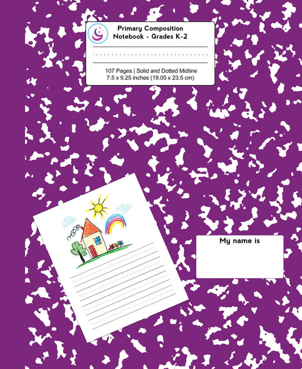 Primary Composition Notebook: Purple Marble Journal – Young Dreamers Press