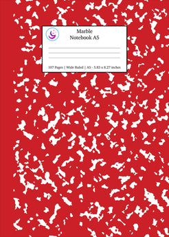 Marble Notebook A5: Red Marble Wide Ruled Journal – Young Dreamers Press