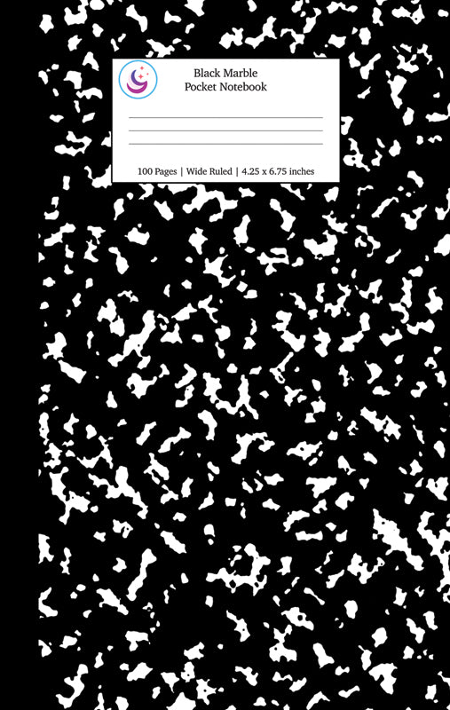 Black Marble Pocket Notebook: Small Note Book 4.25" x 6.75", Mini Rule ...