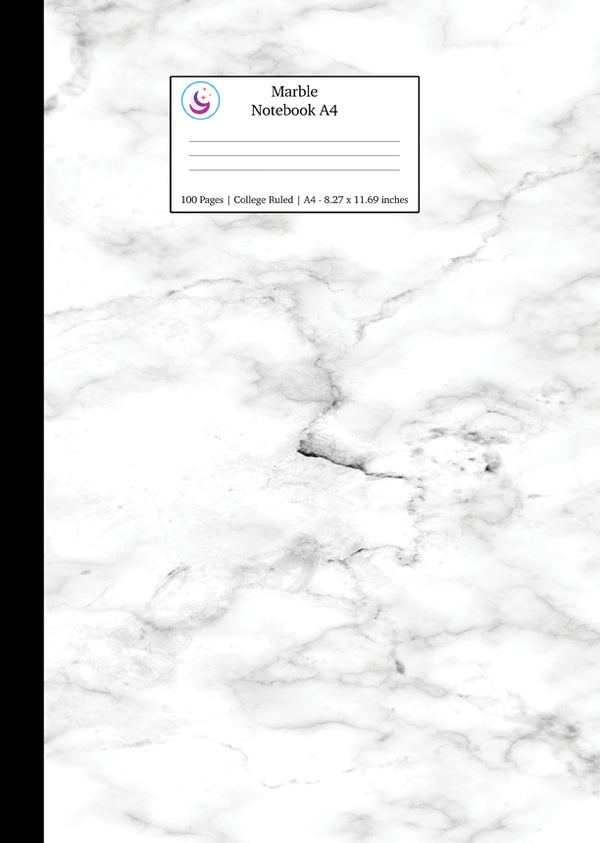 Marble Notebook A4: White Marble Texture Notebook College Ruled Journa ...