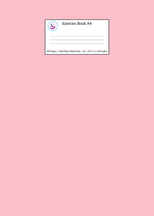 Exercise Book A4 Half Plain Half Lined: Pink School Notebook – Young ...