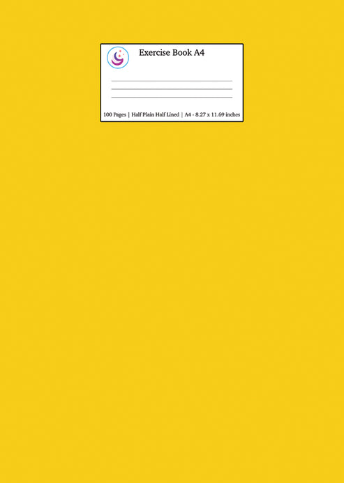 Exercise Book A4 Half Plain Half Lined: Yellow School Notebook